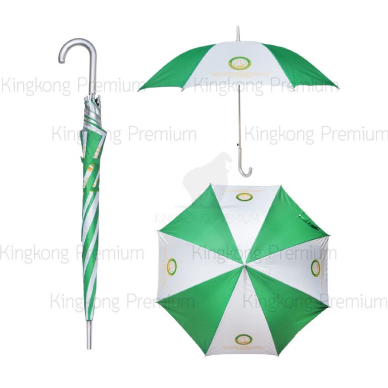 ร่มตอนเดียว สีเขียวขาว - ของพรีเมี่ยม บริษัทรับทำของสกรีนโลโก้